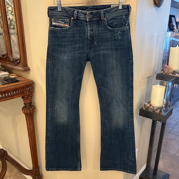 Diesel | Jeans | Diesel Men Blue Zathan Distressed Bootcut Jeans Size ...